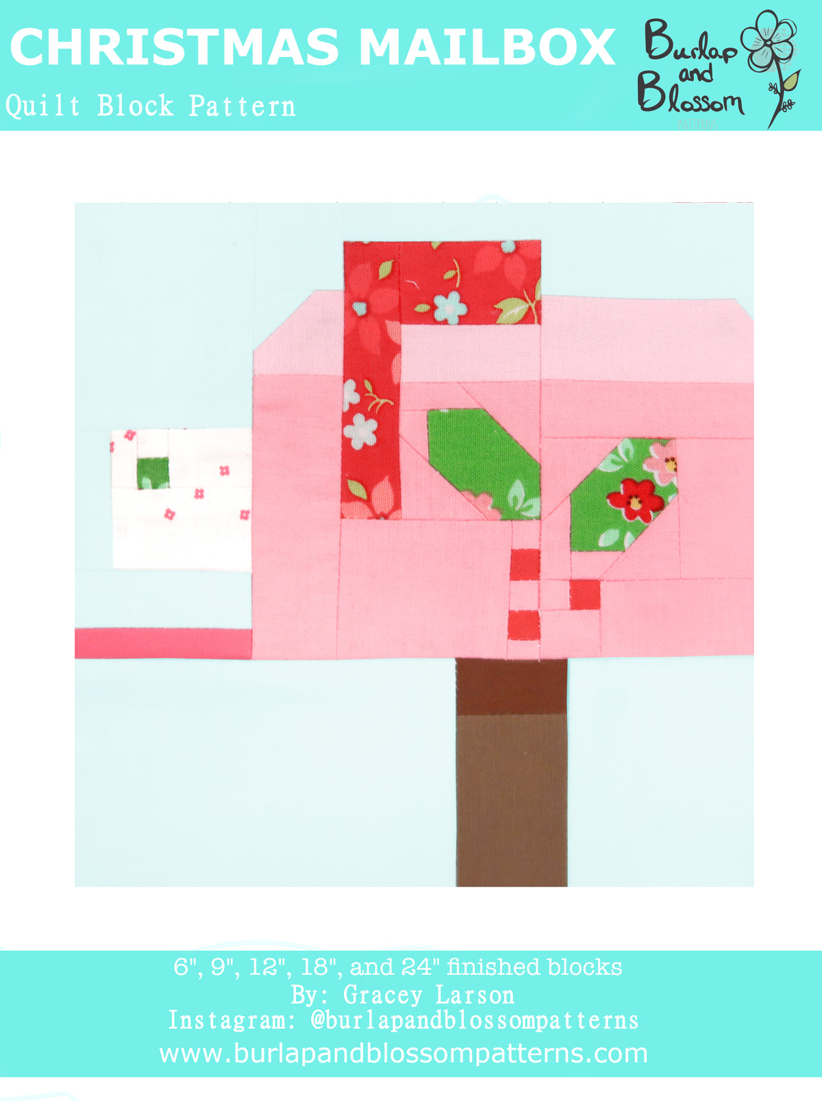 Pattern, Christmas Mailbox Block by Burlap and Blossom (digital downlo ...