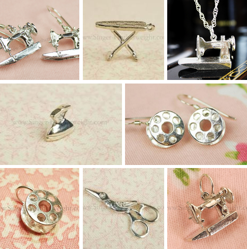 Sterling Silver, Sewing Machine Jewelry - charms, earrings, necklace ...