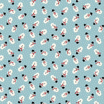 Fabric, Winter in Snowtown by Buttermilk Basin - Light Blue Tossed Sno ...