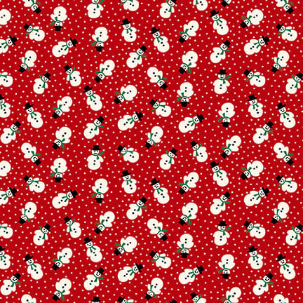 Fabric, Winter in Snowtown by Buttermilk Basin - Red Tossed Snowmen (b ...