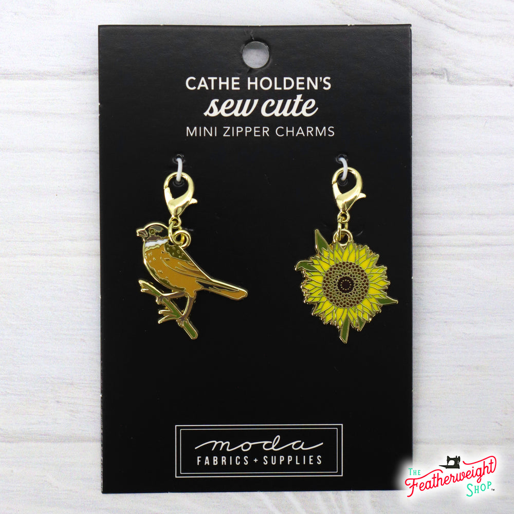 Enamel Charm Zipper Pull - SUNFLOWER & BIRD by Cathe Holden – The ...