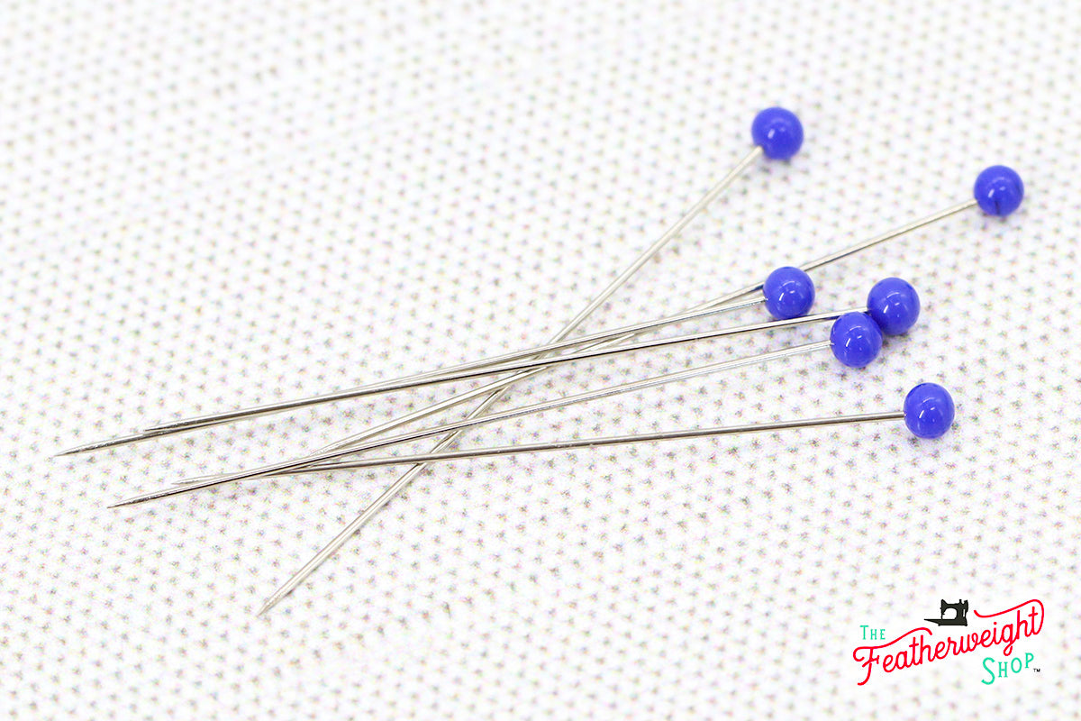 Glass Head Pins, Blue Super Fine – The Singer Featherweight Shop