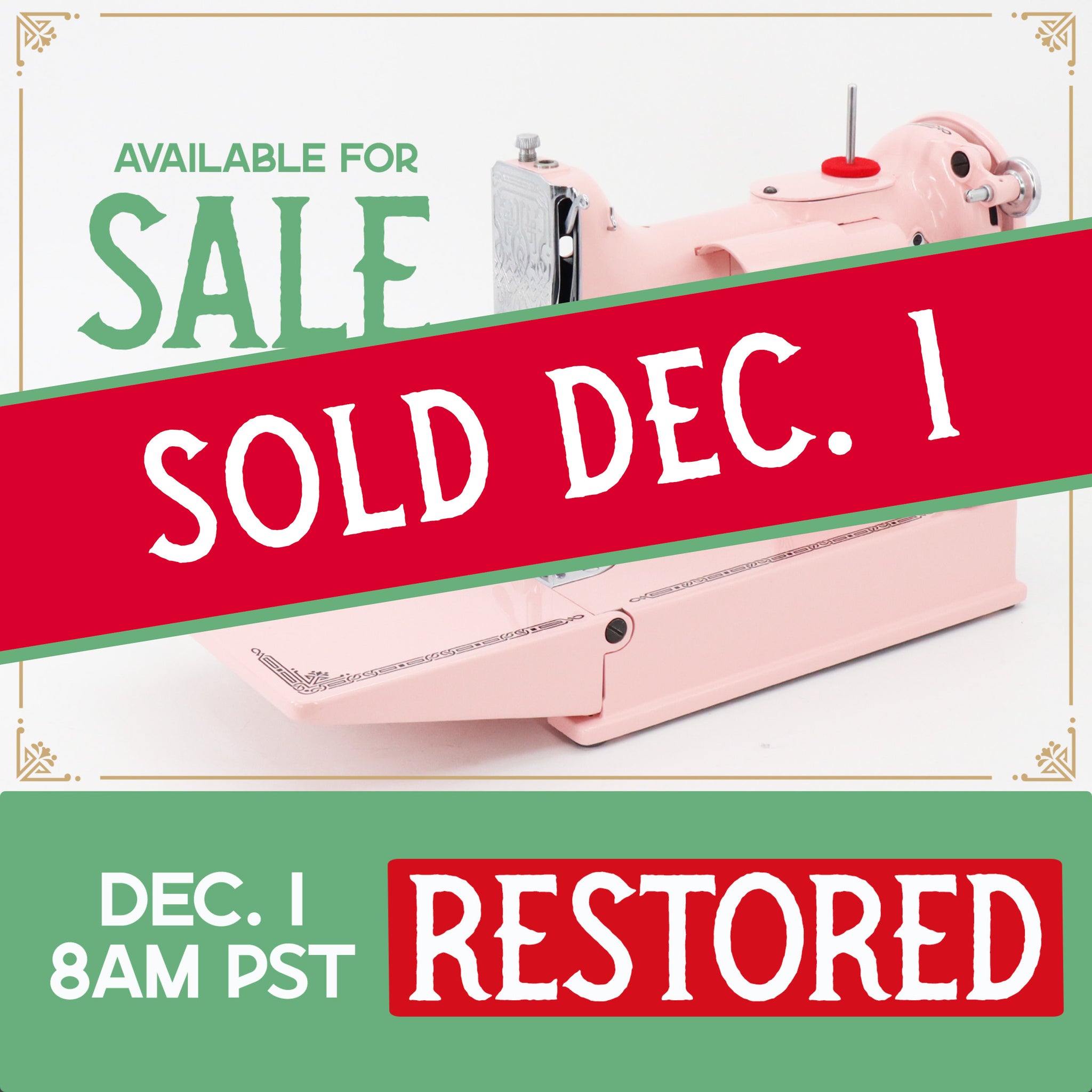 Singer Featherweight 221K, EF560*** - Fully Restored in Rosy Posy Pink ...
