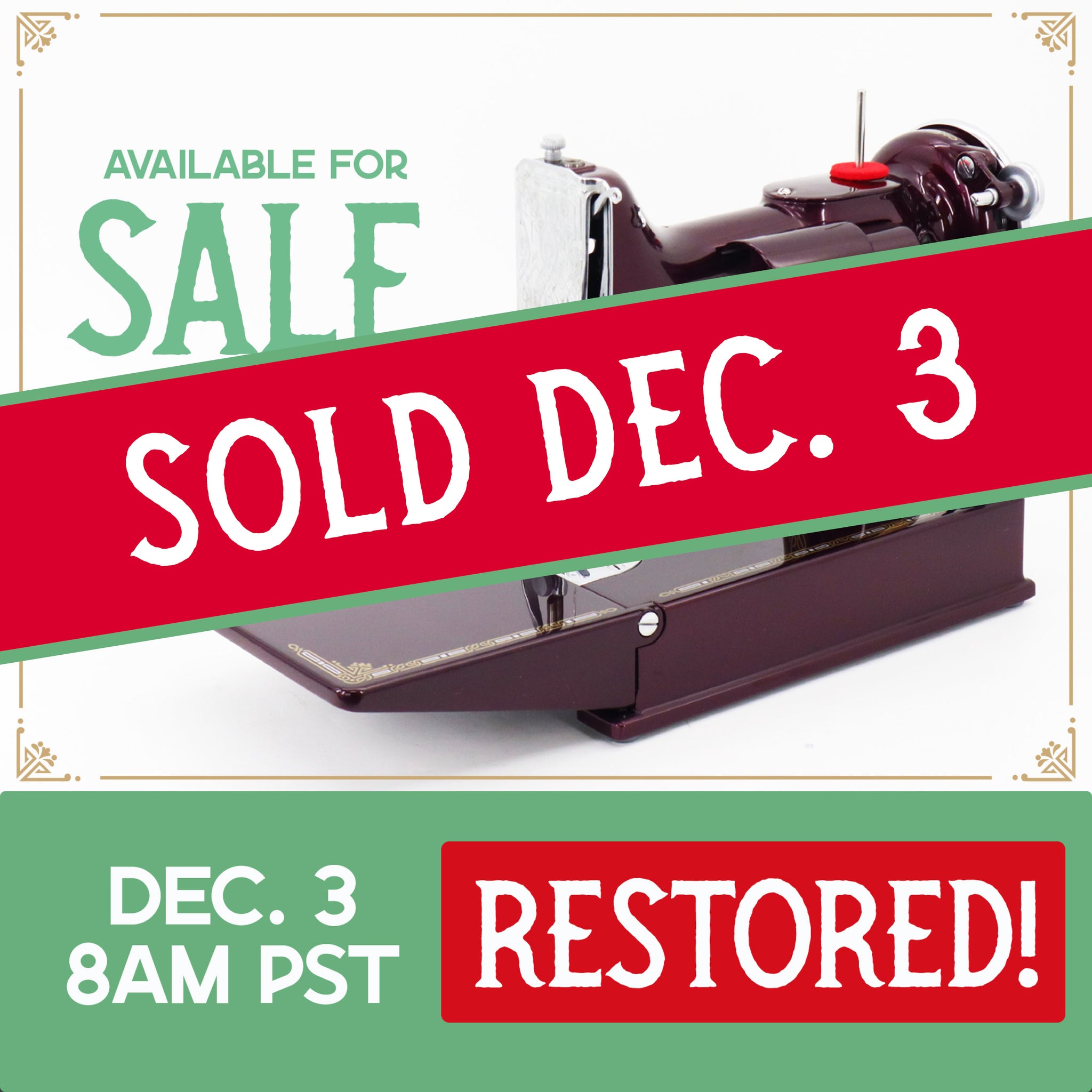 Singer Featherweight 221, AF870*** - Fully Restored in Star Garnet ...