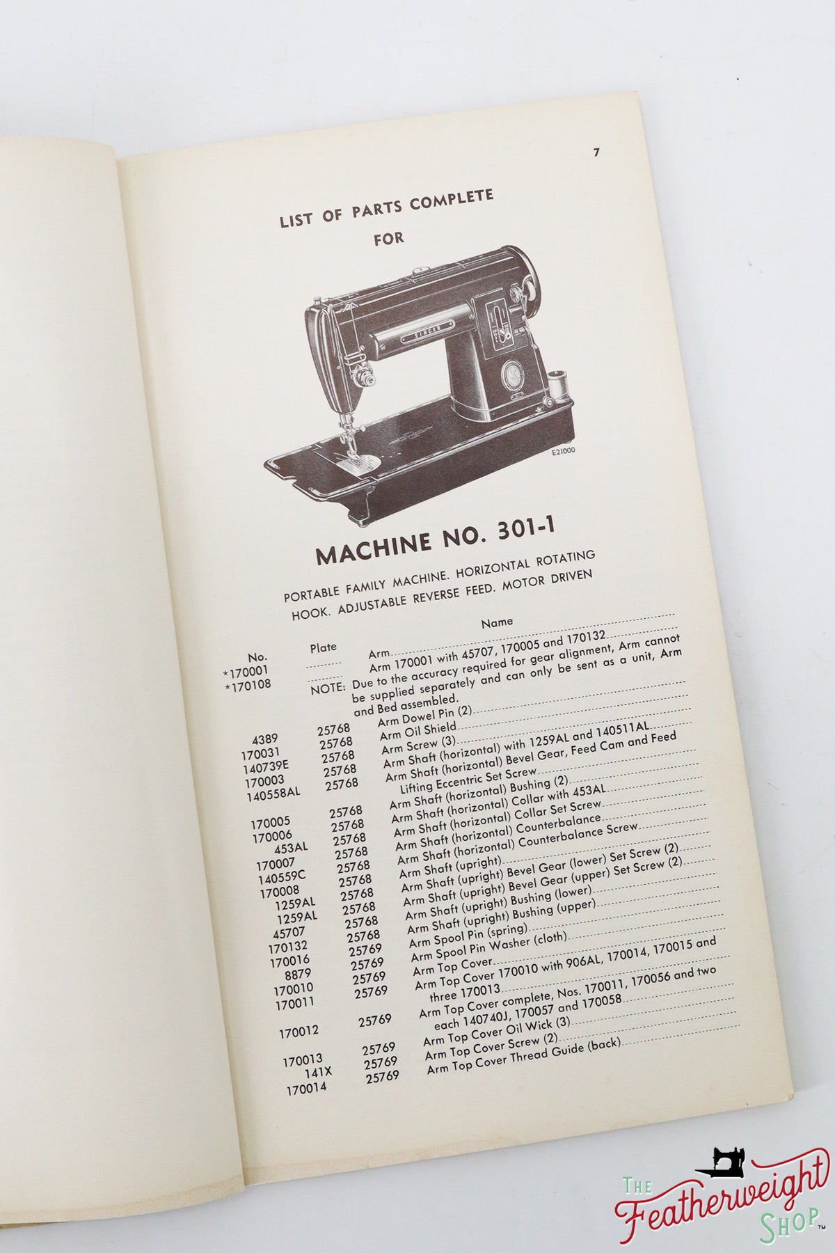 List of Parts Book, Singer 301, 1955 (Vintage Original) - RARE – The ...