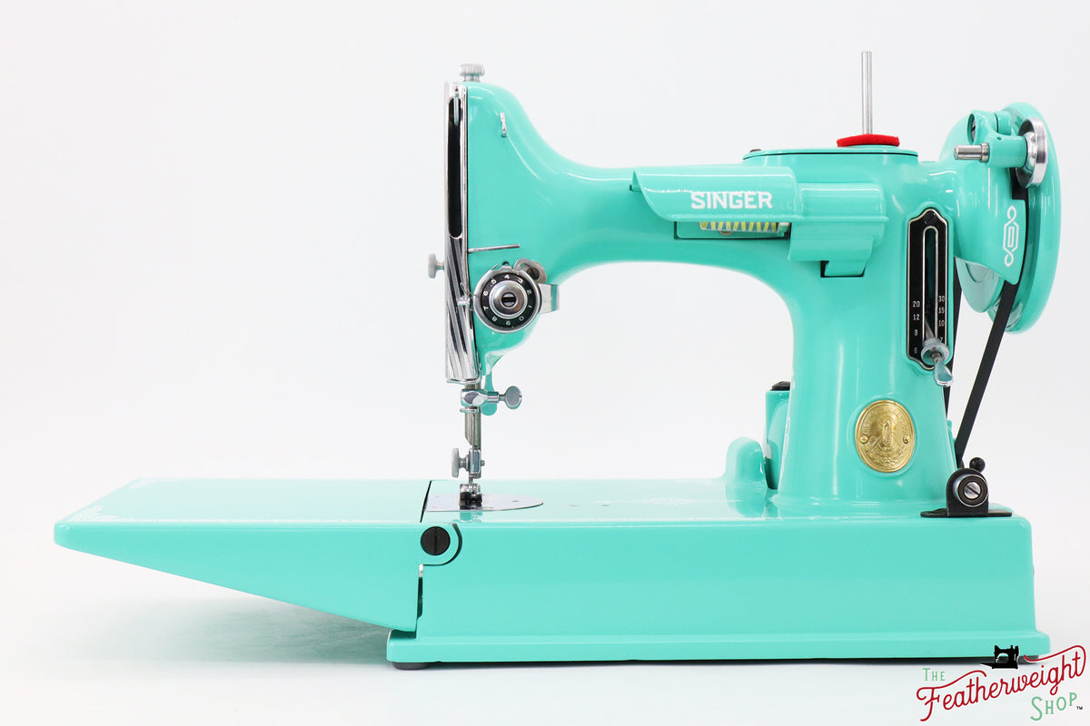 Singer Featherweight 221, AJ217*** - Fully Restored in Caribbean Sea G ...