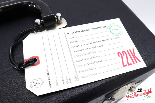 221K (BLACK - ENGLAND) Luggage & I.D. Tag for Singer Featherweight ...