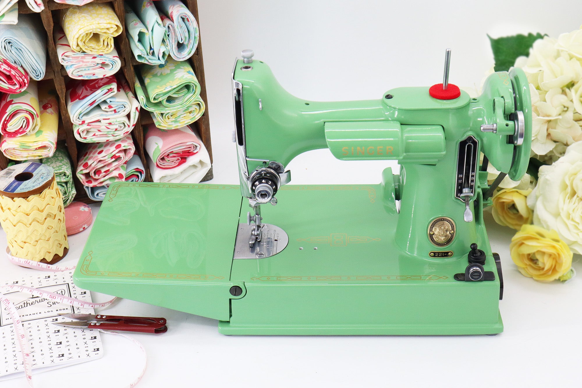 Singer Featherweight 221, AL934*** - Fully Restored in Jadeite Milky G ...