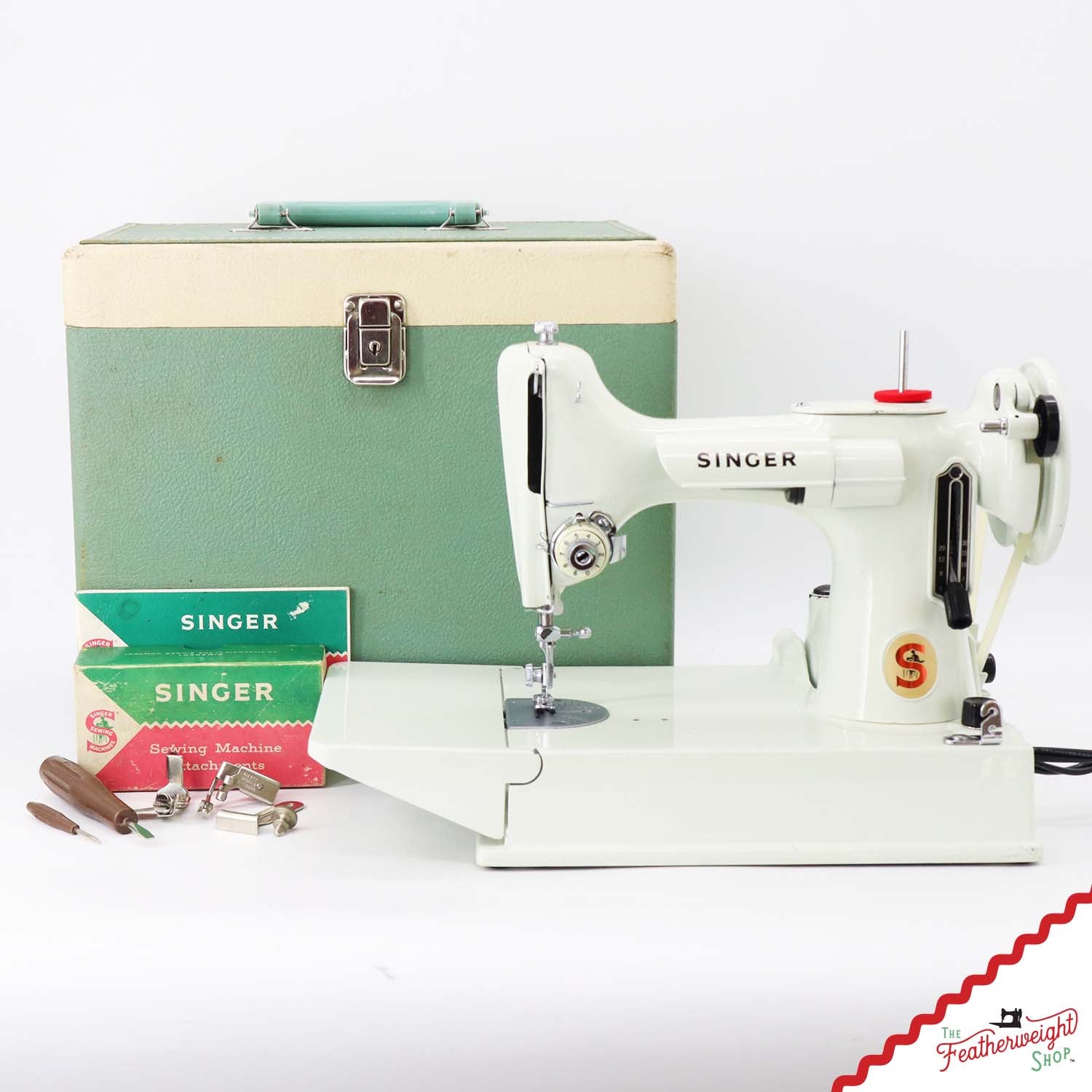 Singer Featherweight 221K Sewing Machine, WHITE - FA099*** – The Singer ...