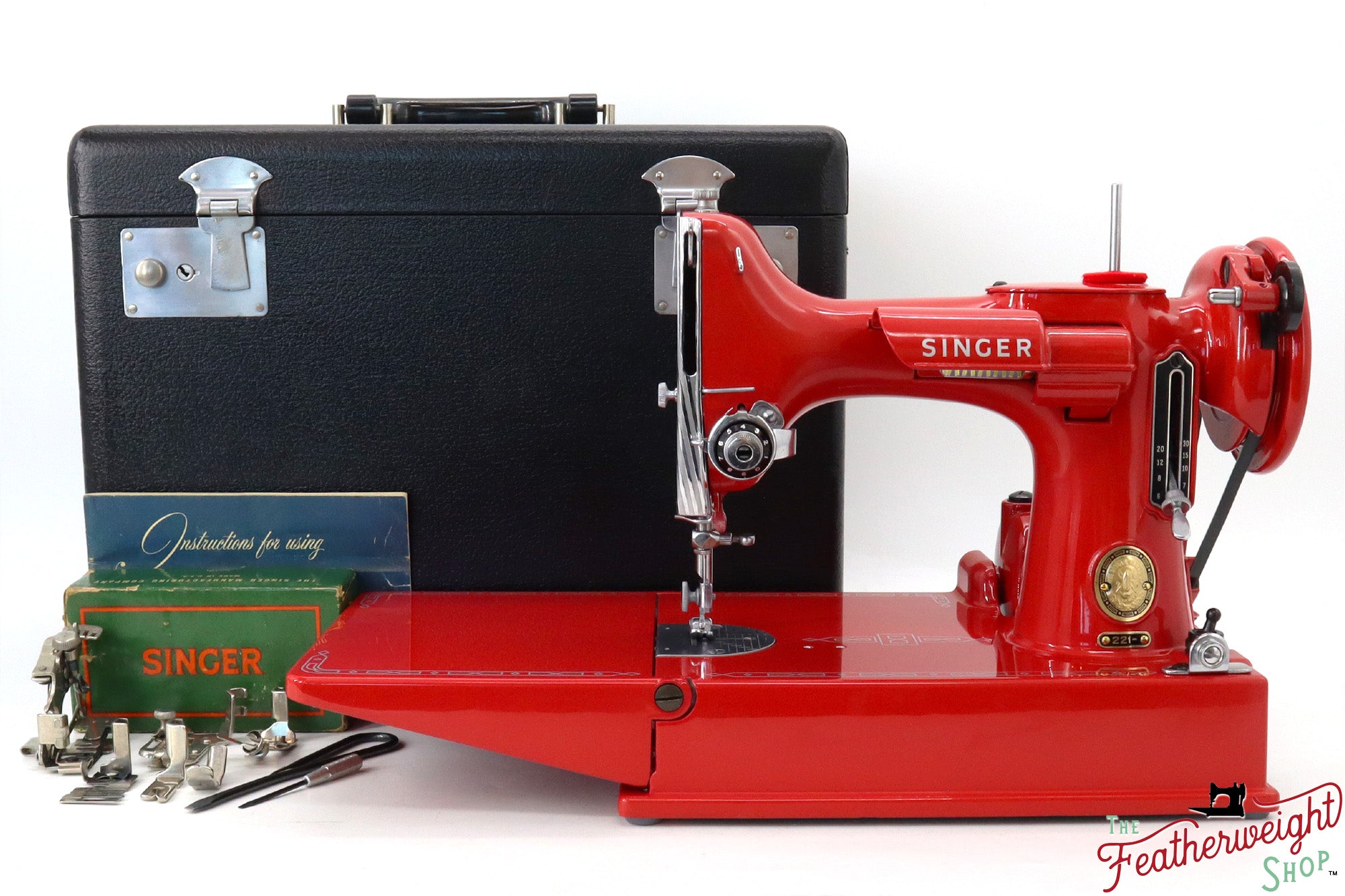 Singer Featherweight 221, AM696*** - Fully Restored in Liberty Red ...