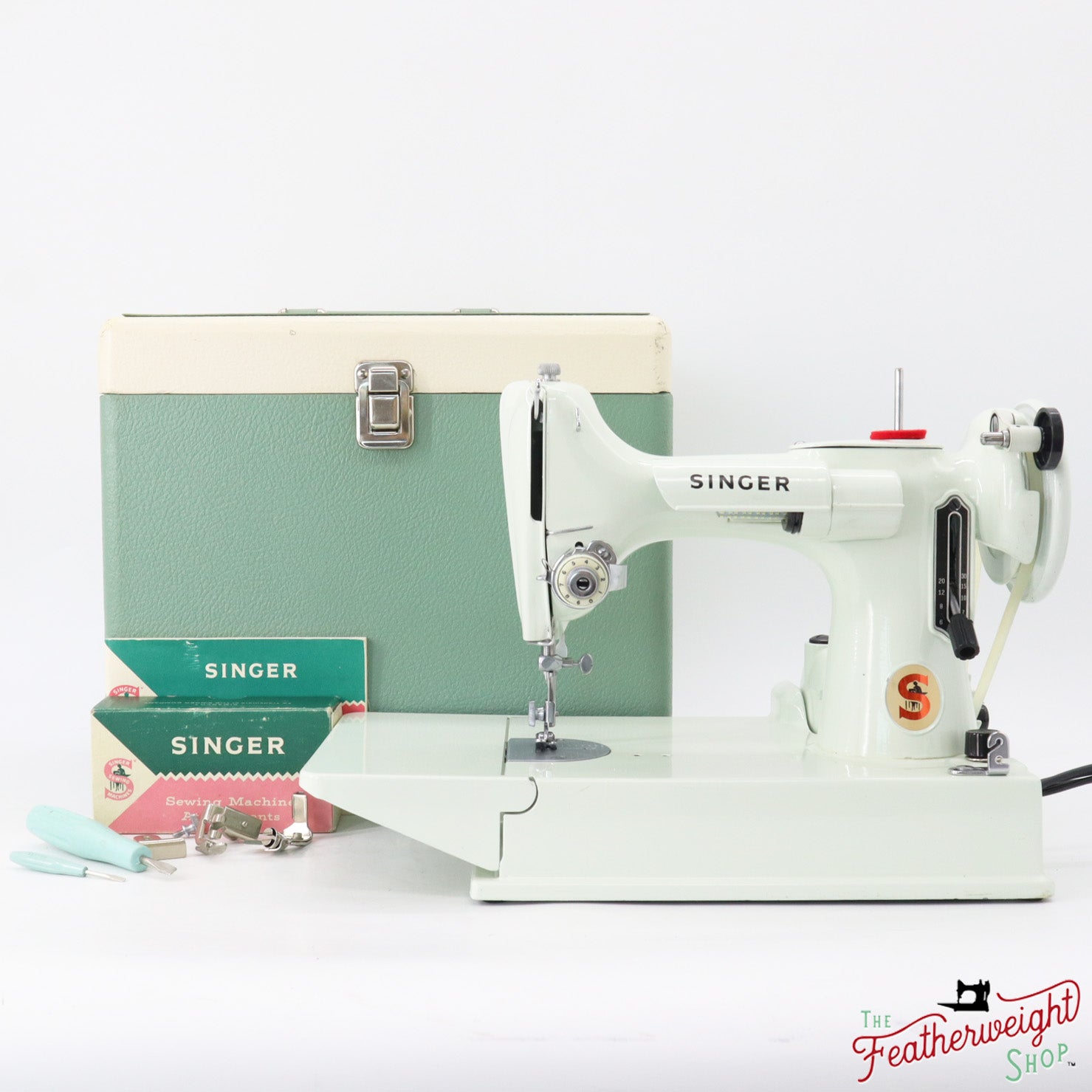 Singer Featherweight 221K Sewing Machine, WHITE - EV9052** – The Singer ...