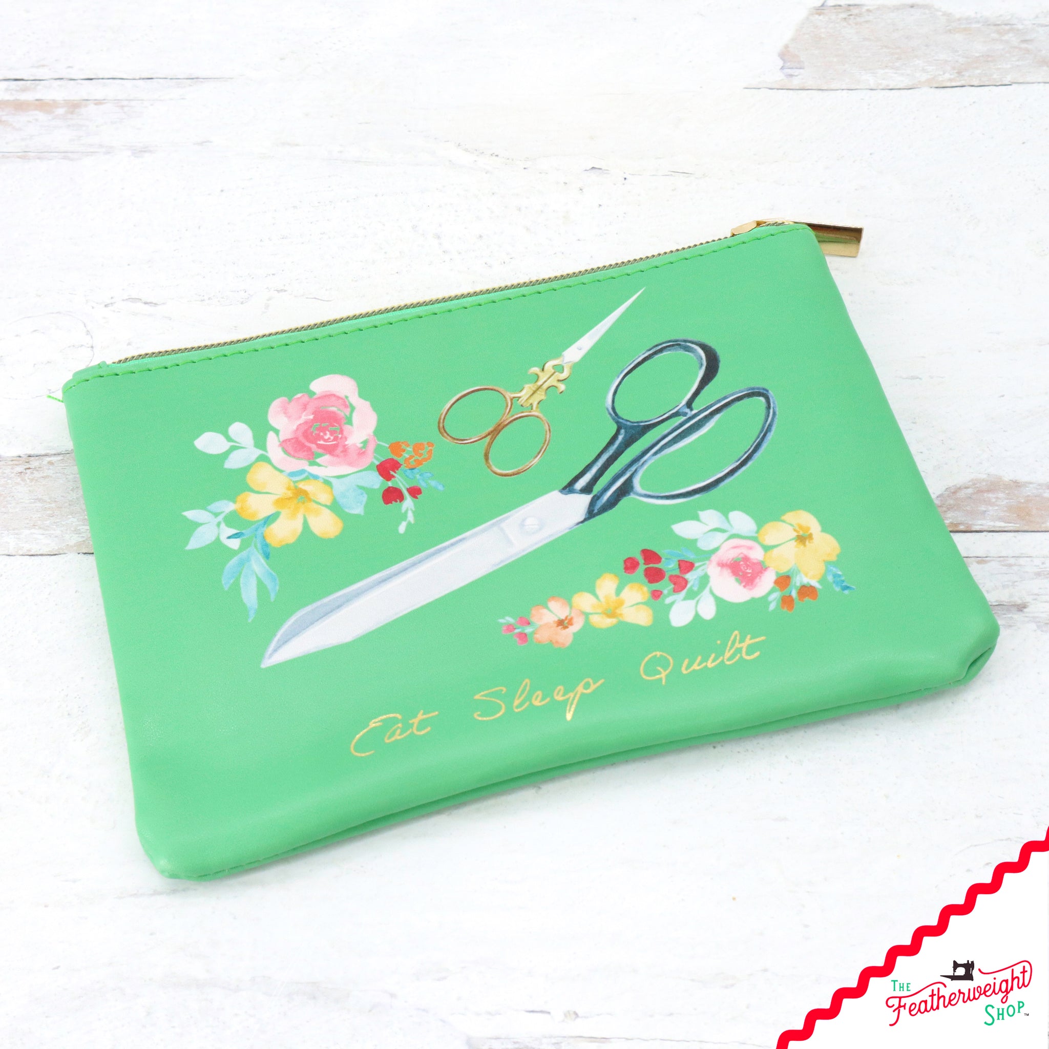 Bag, Scissors & Florals Green Glam Zipper – The Singer Featherweight Shop