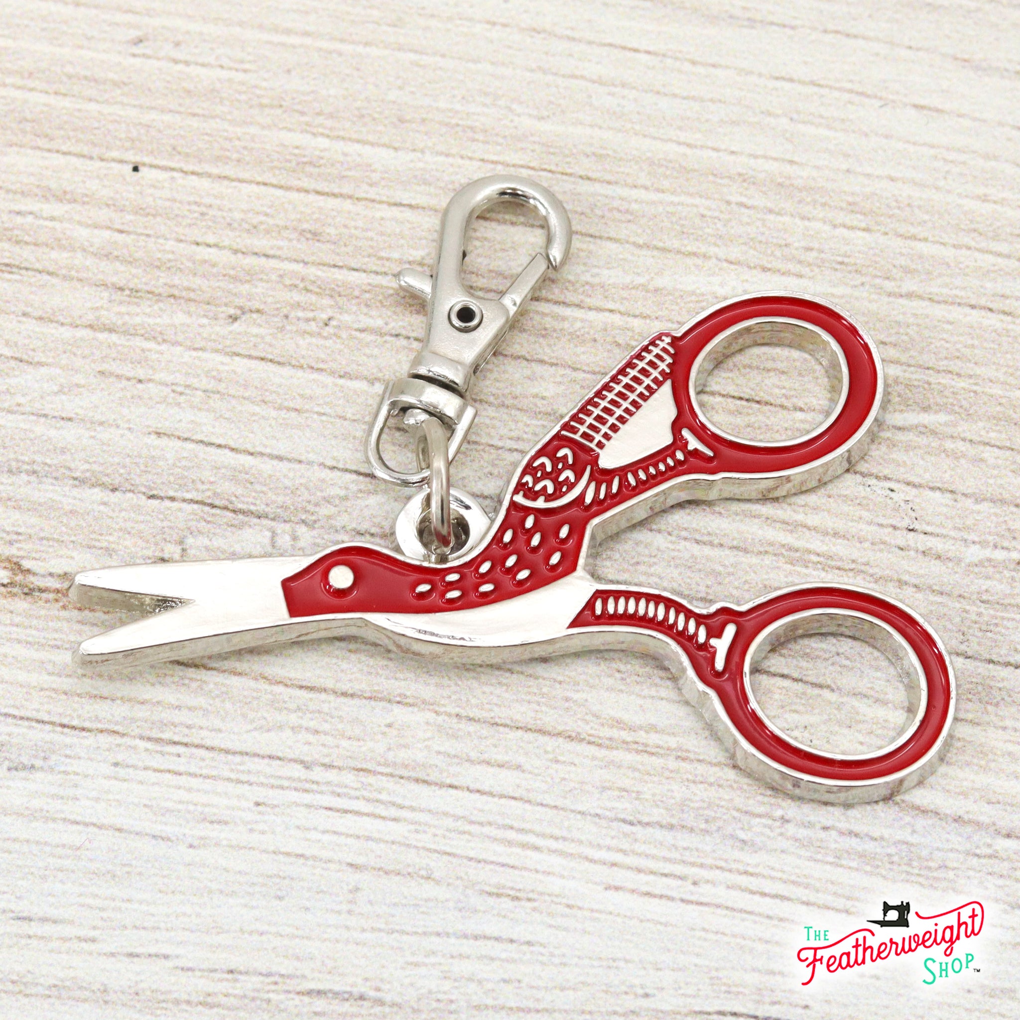 Keyring & Keychain Enamel Happy Charm, Red Stork Embroidery Scissors b ...