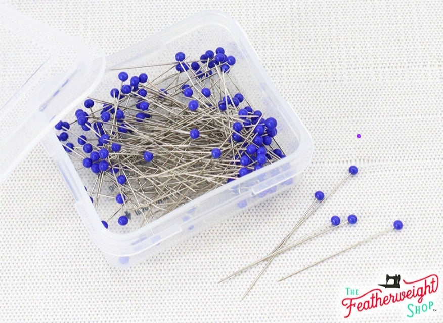 Glass Head Pins, Blue Super Fine – The Singer Featherweight Shop