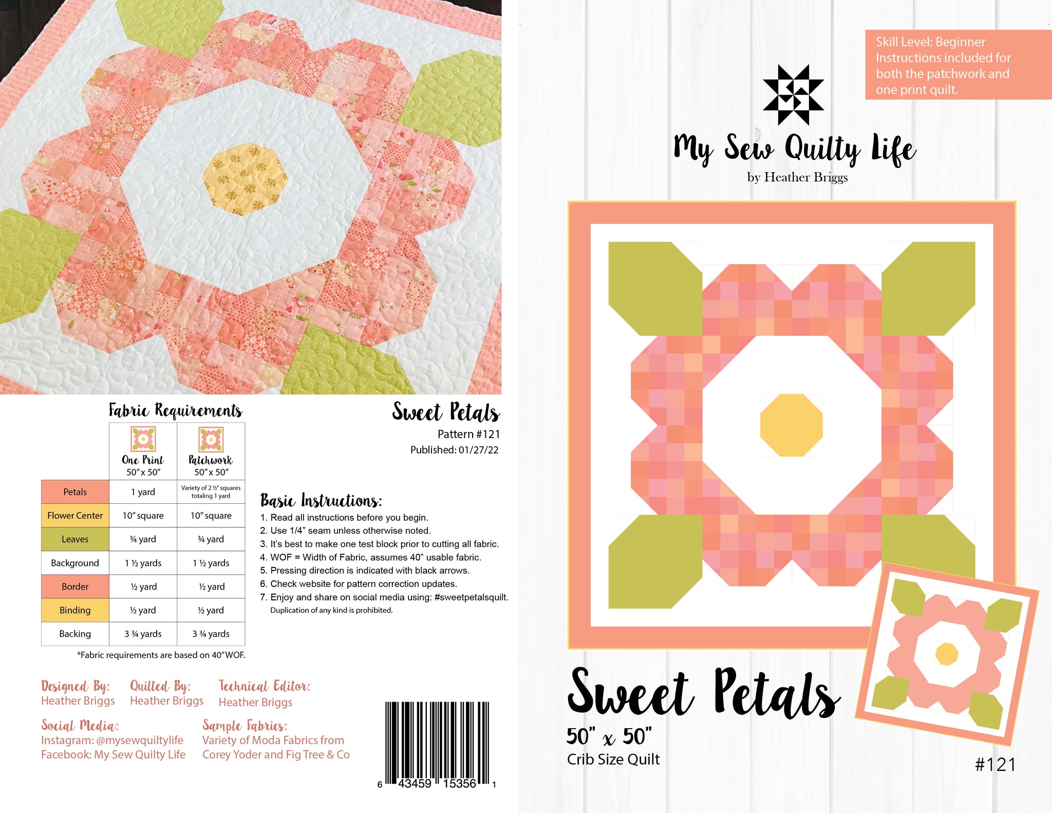 Pattern, Sweet Petals Quilt by My Sew Quilty Life (digital download ...