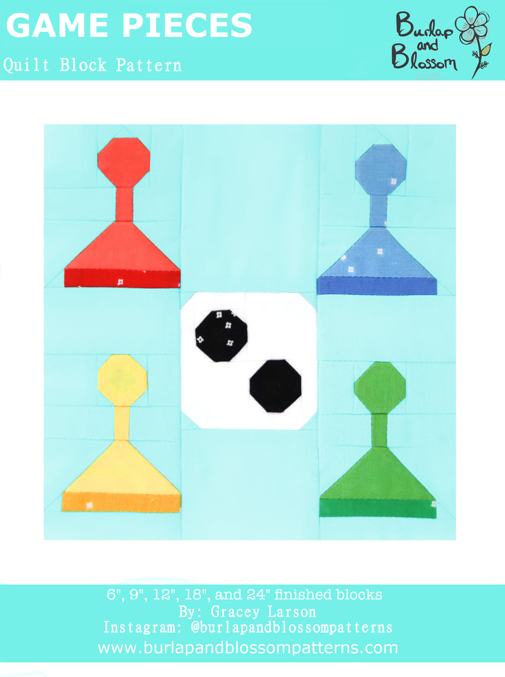 Pattern, Board Game Pieces Block by Burlap and Blossom (digital downlo ...