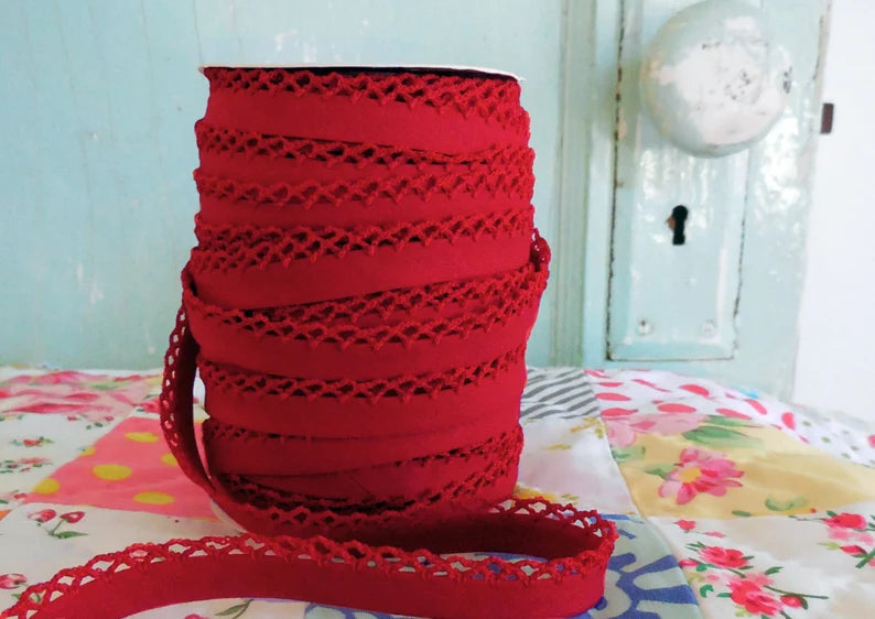 LACE BIAS TAPE, Red Solid Double Fold (by the yard) – The Singer ...