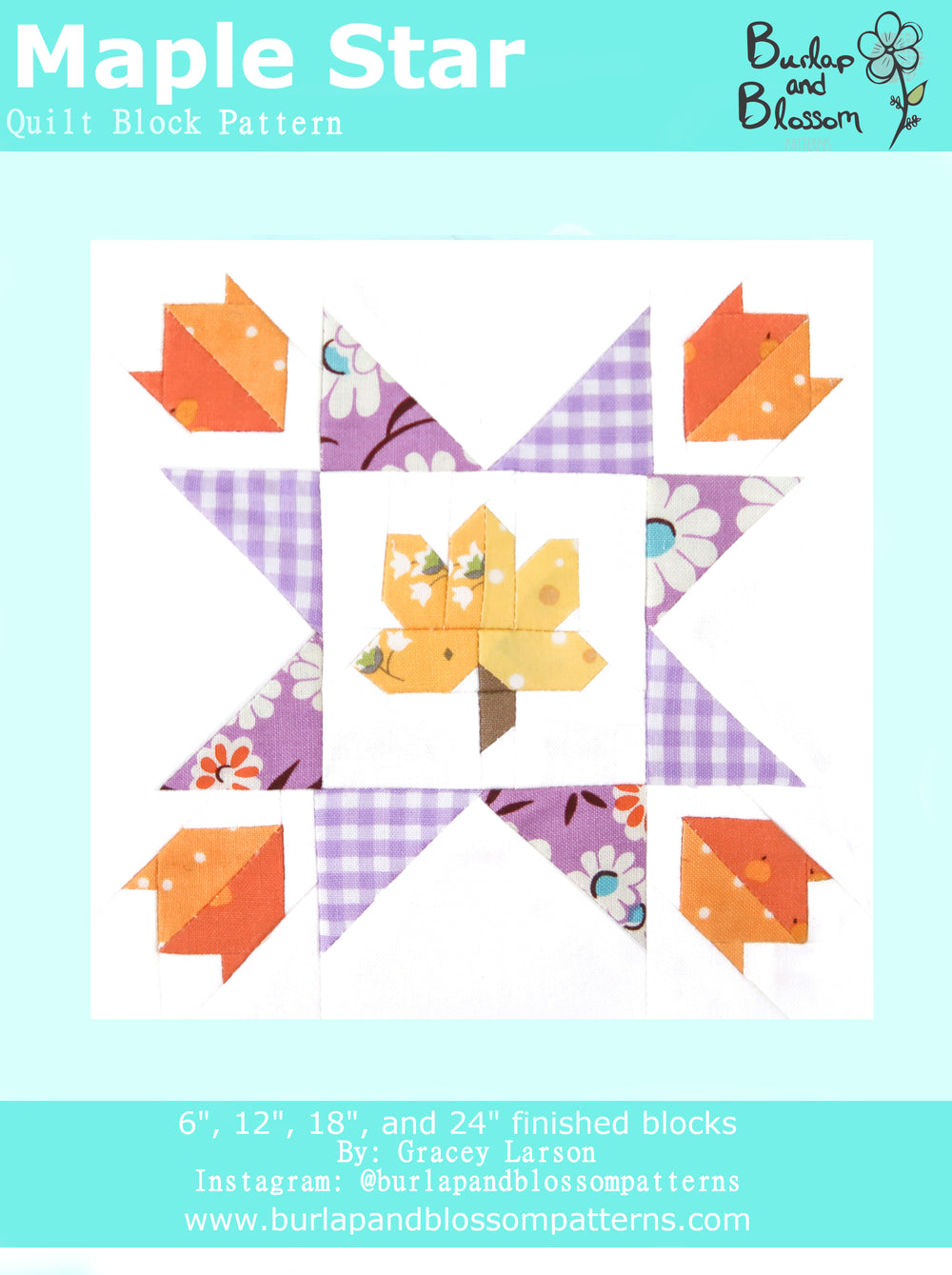 Pattern, Maple Star Quilt Block by Burlap & Blossom download – The ...