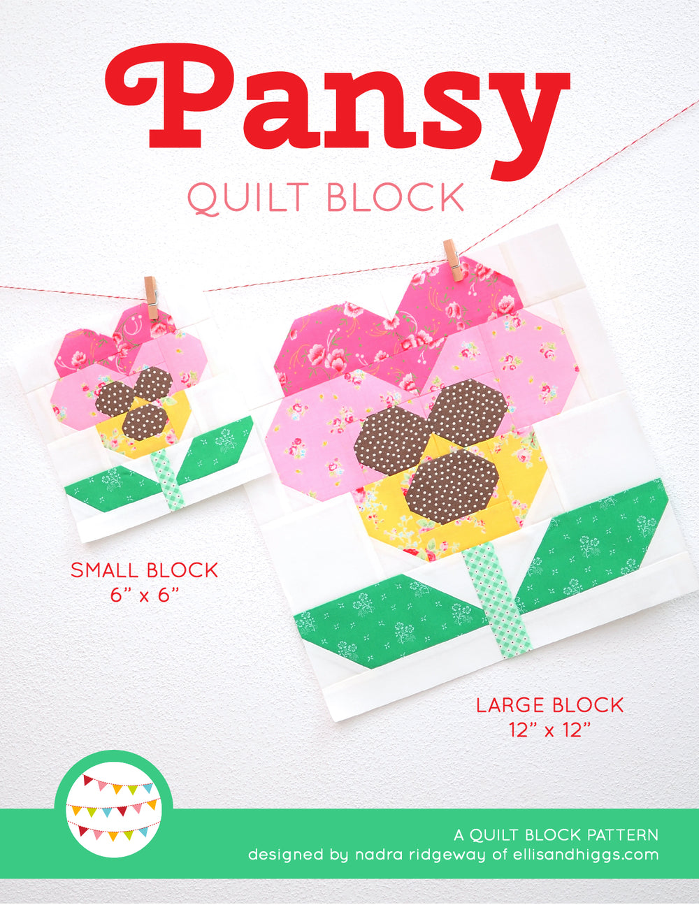 Pattern, Pansy Flower Quilt Block by Ellis & Higgs (digital download ...