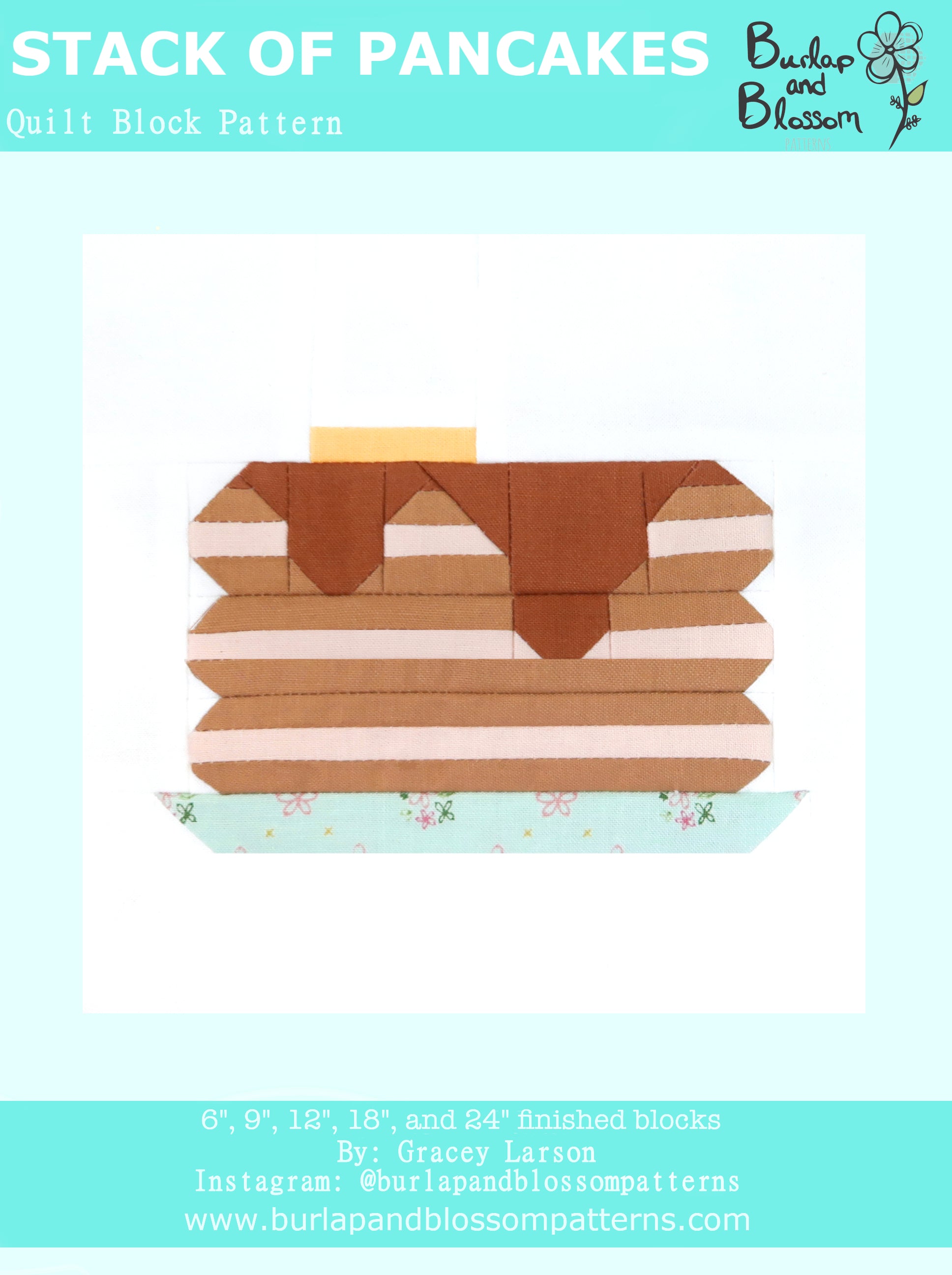 Pattern, Stack of Pancakes Quilt Block by Burlap and Blossom (digital ...
