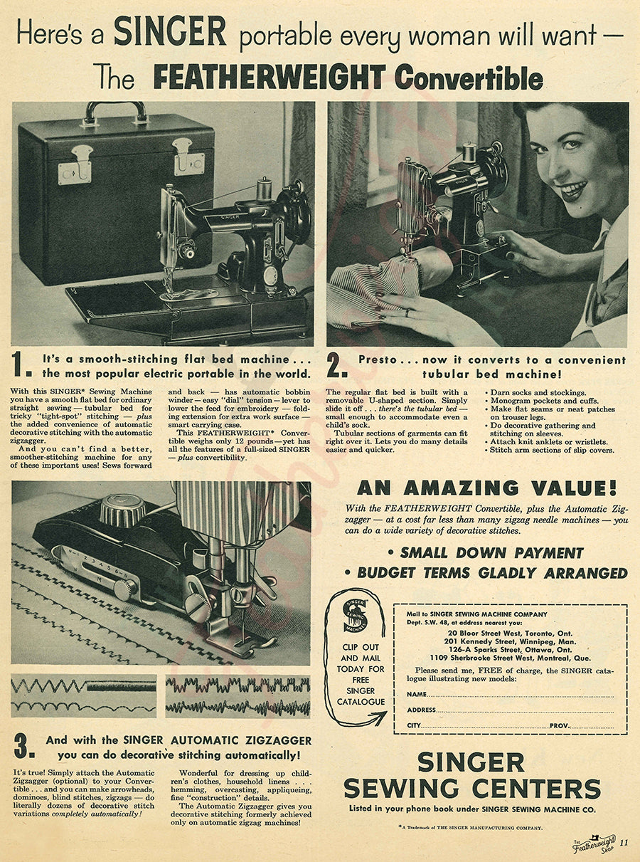 Vintage Singer Sewing Machine Ads Enamel Advertising Sign, Singer