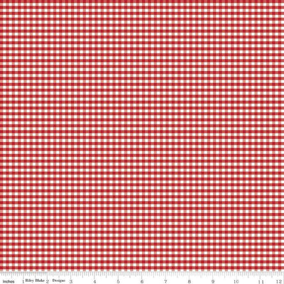 Fabric, 1/8" Small Gingham by Riley Blake Designs - RED (by the yard ...