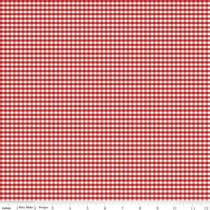 Fabric, 1/8" Small Gingham by Riley Blake Designs - RED (by the yard ...