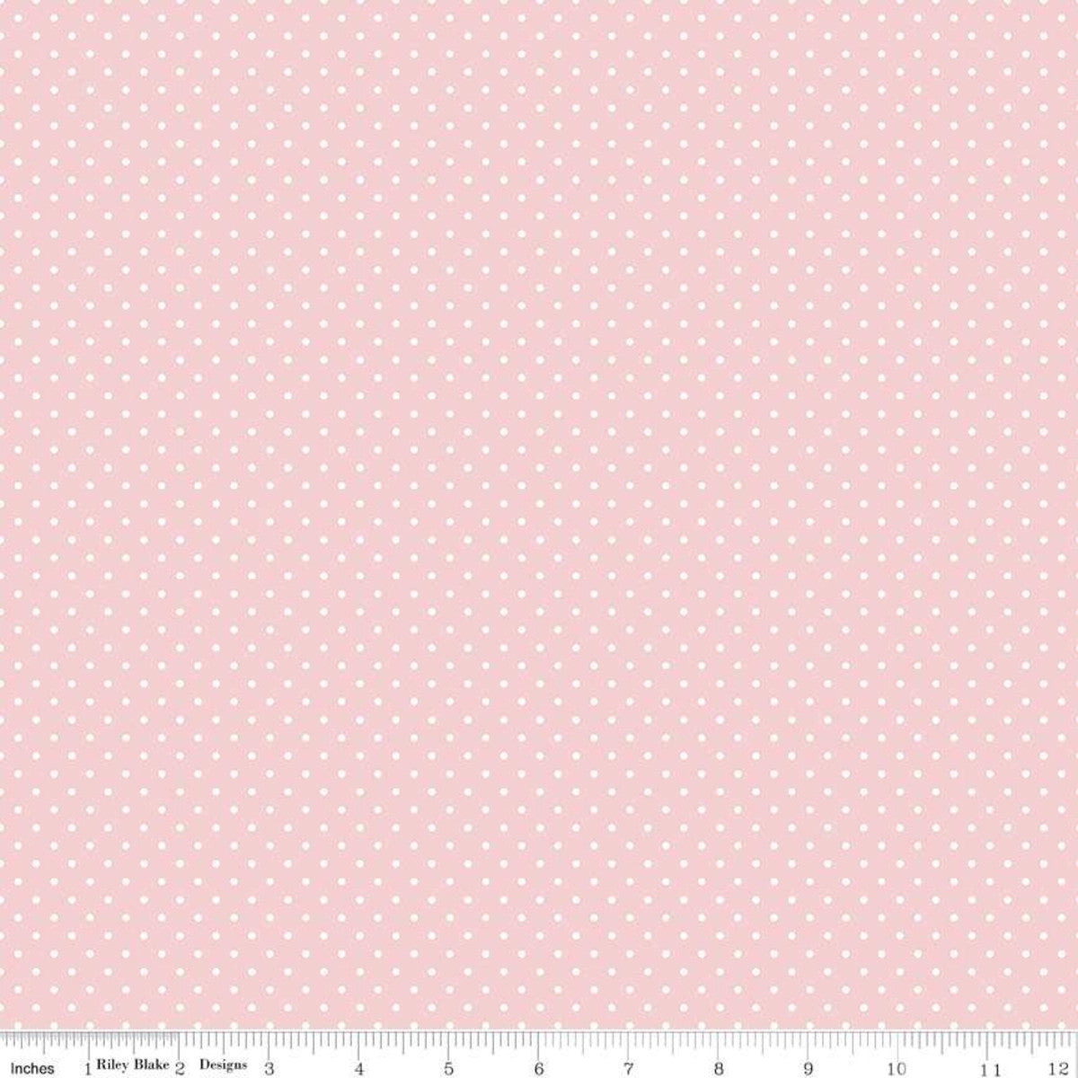 Fabric, SWISS DOT WHITE ON BABY PINK BASIC by Riley Blake (by the yard ...