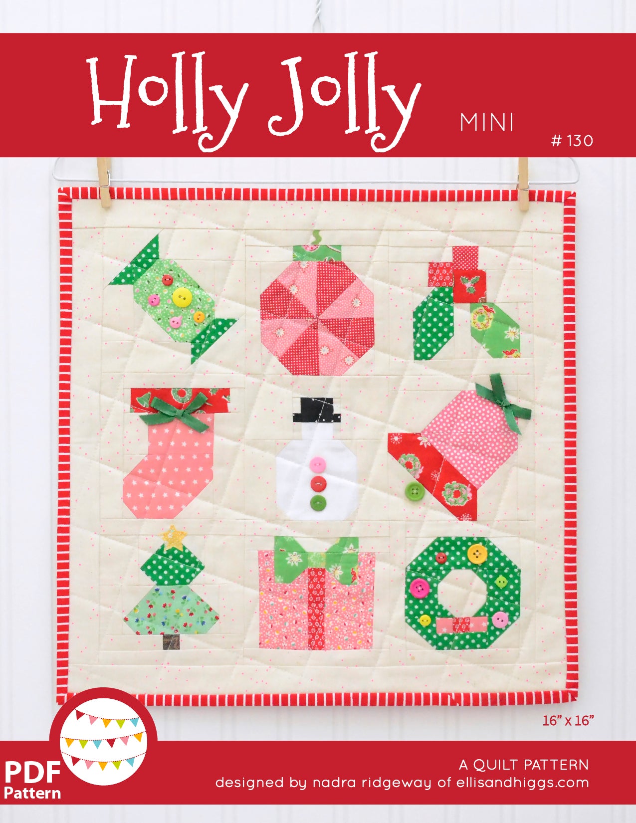 Pattern, Holly Jolly Christmas MINI Quilt by Ellis & Higgs (digital do ...