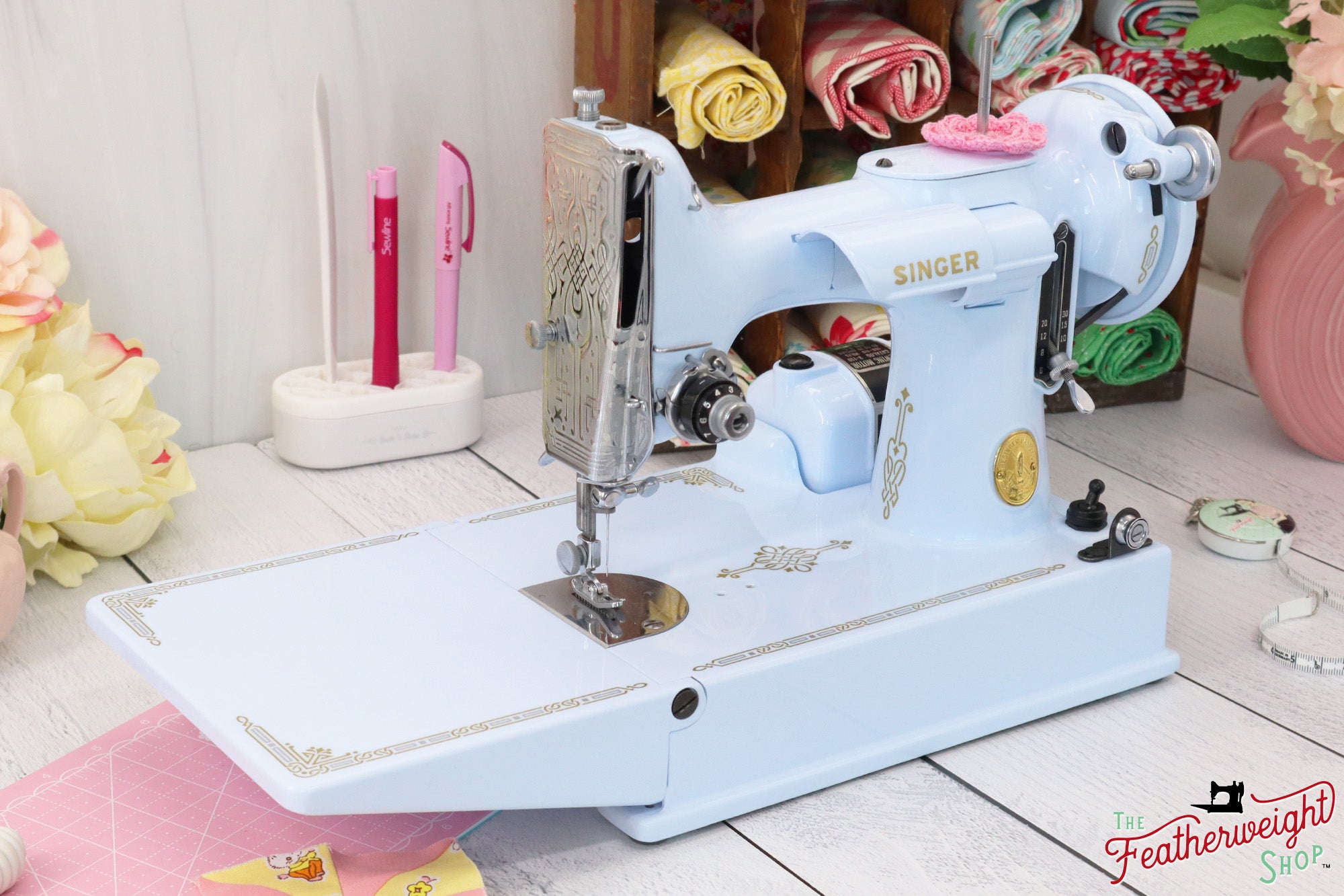 Singer Featherweight 221, AG854*** - Fully Restored in Cinderella Blue ...