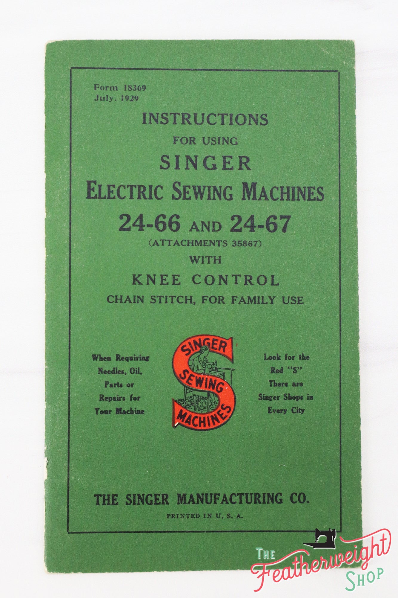 Manual, Singer 24 (Vintage Original) – The Singer Featherweight Shop