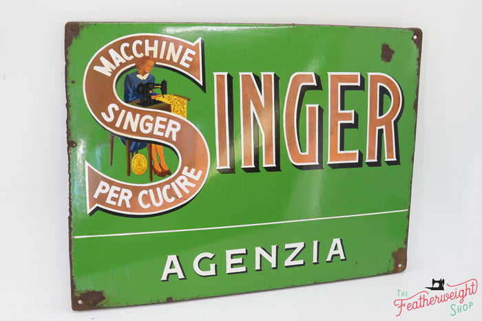 Enamel Singer Sign, Italian (Vintage Original) - RARE – The Singer ...