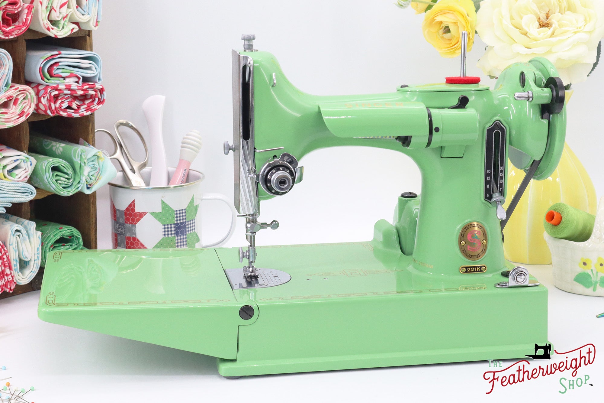 Singer Featherweight 221K, Red 'S', ES6522** - Fully Restored in Art D ...