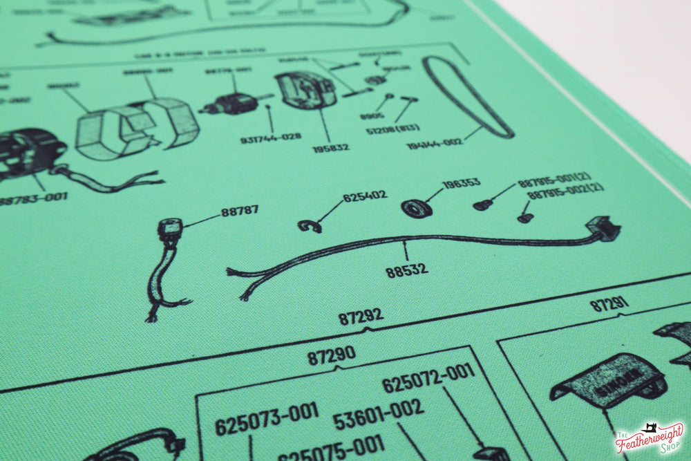 Servicing Mat - GREEN, Featherweight Schematic for White 221 – The ...