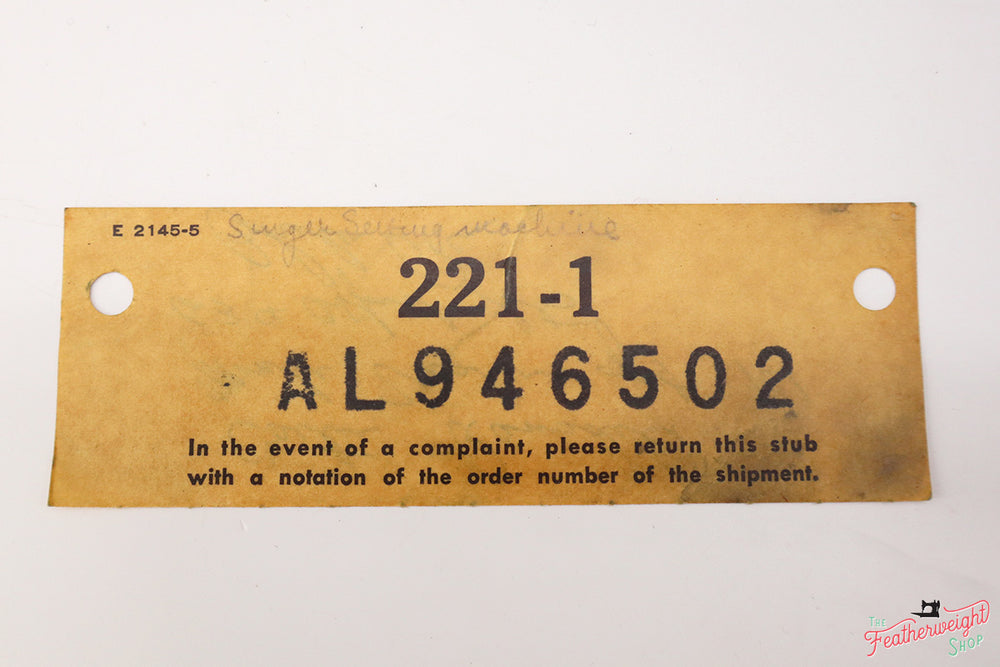 Singer Featherweight 221 1955 - AL946*** – The Singer Featherweight Shop