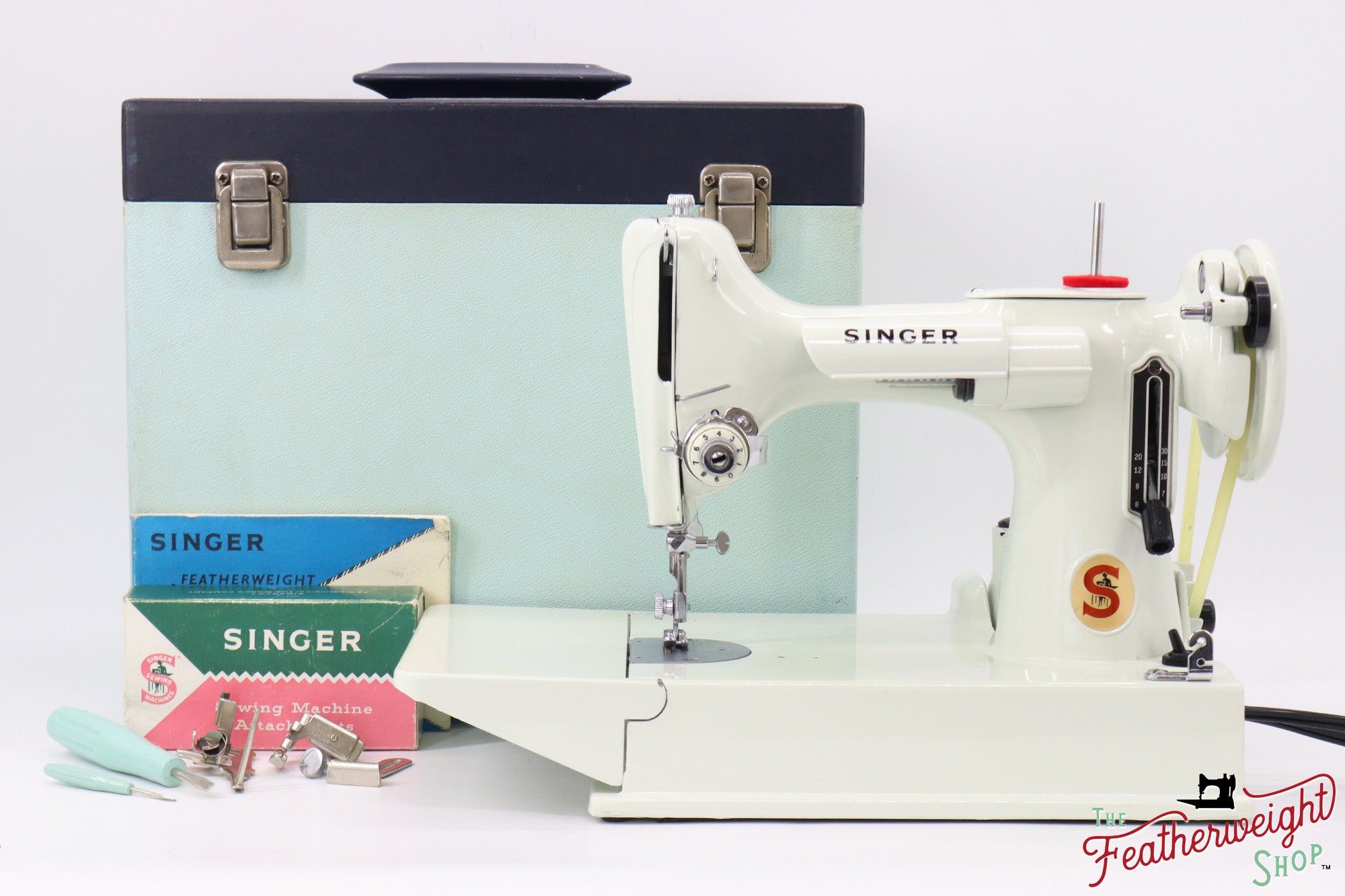 Singer Featherweight 221K Sewing Machine, British WHITE EV9694** – The ...