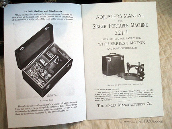 Singer Featherweight 221 Adjuster's and Service Manual – The Singer ...