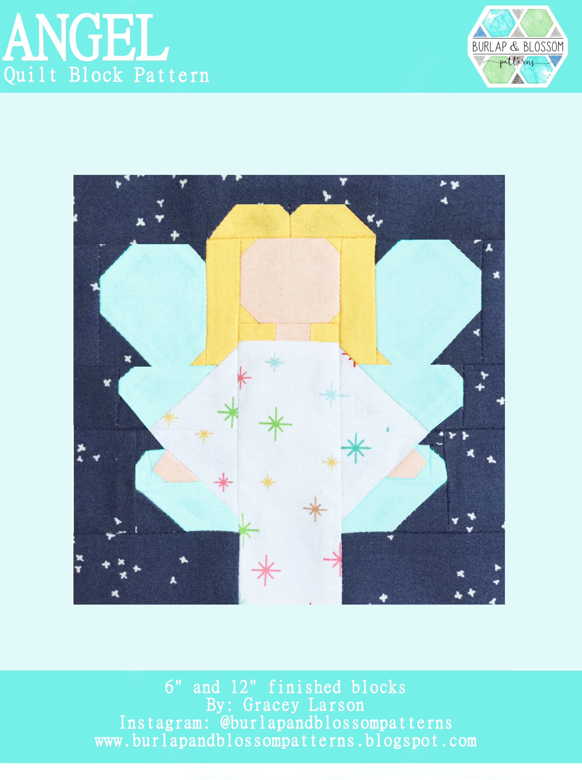 Pattern, Angel Quilt Block by Burlap and Blossom (digital download ...