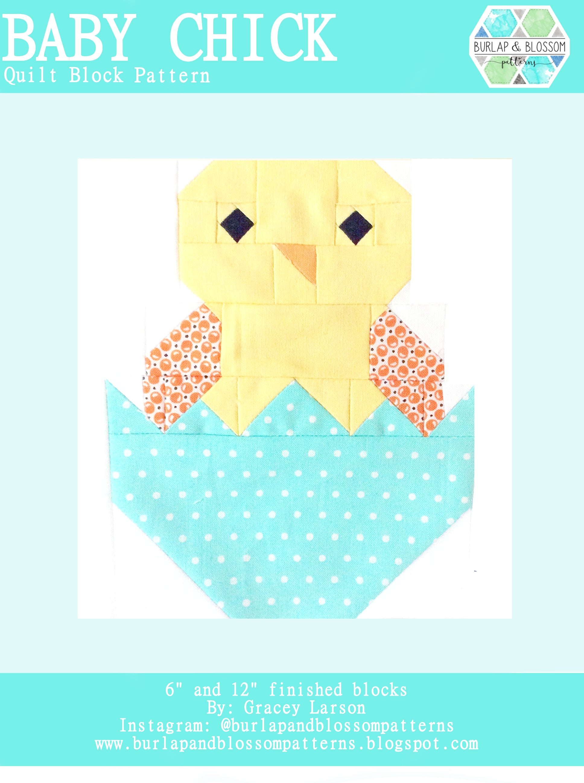 Pattern, Baby Chick Quilt Block by Burlap and Blossom (digital downloa ...