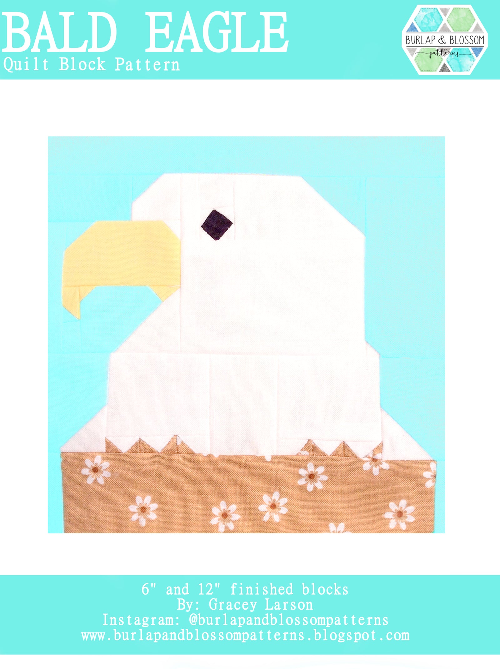 Pattern, Bald Eagle Quilt Block by Burlap and Blossom (digital downloa ...