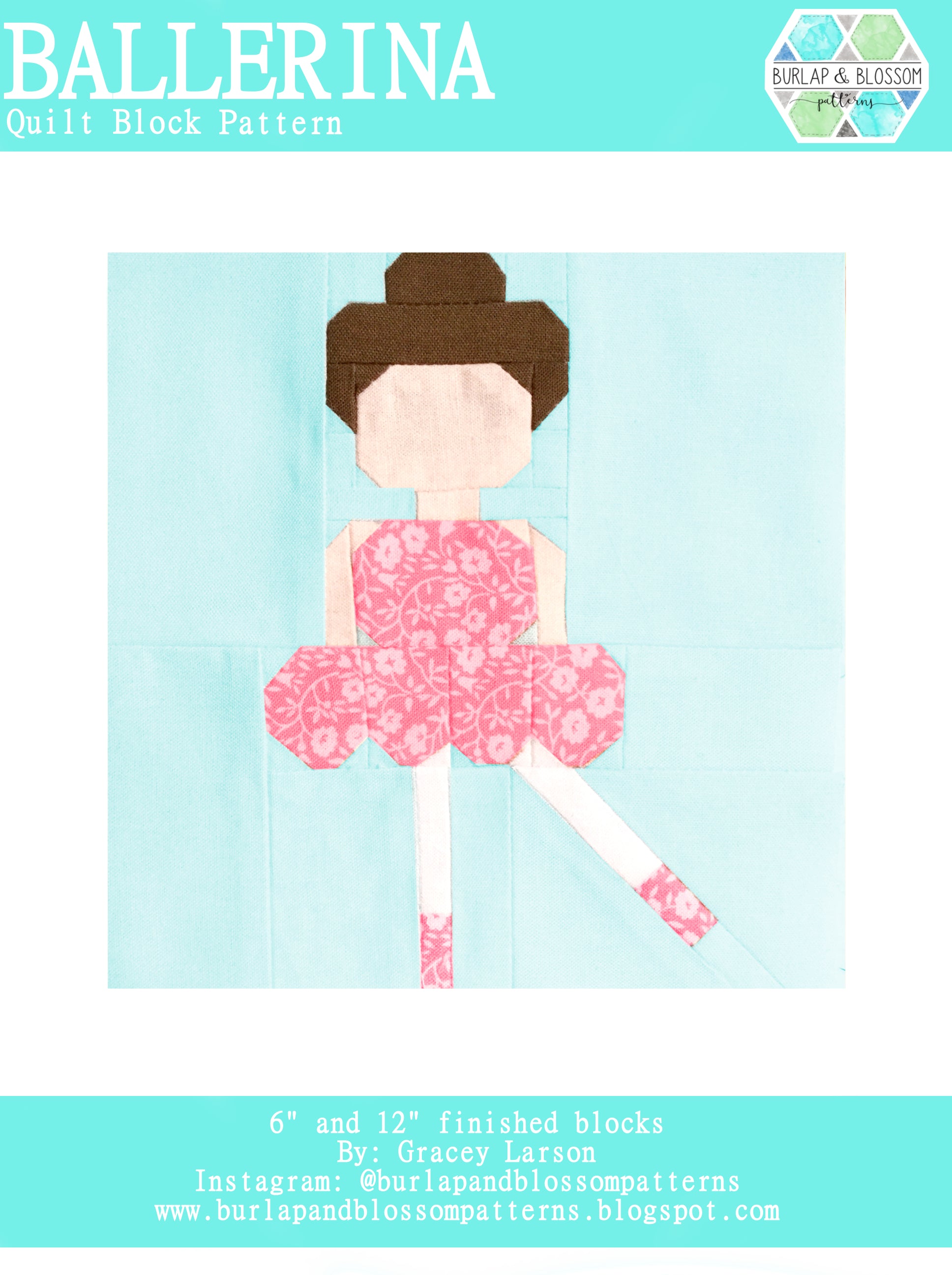 Pattern, Ballerina Quilt Block by Burlap and Blossom (digital download ...