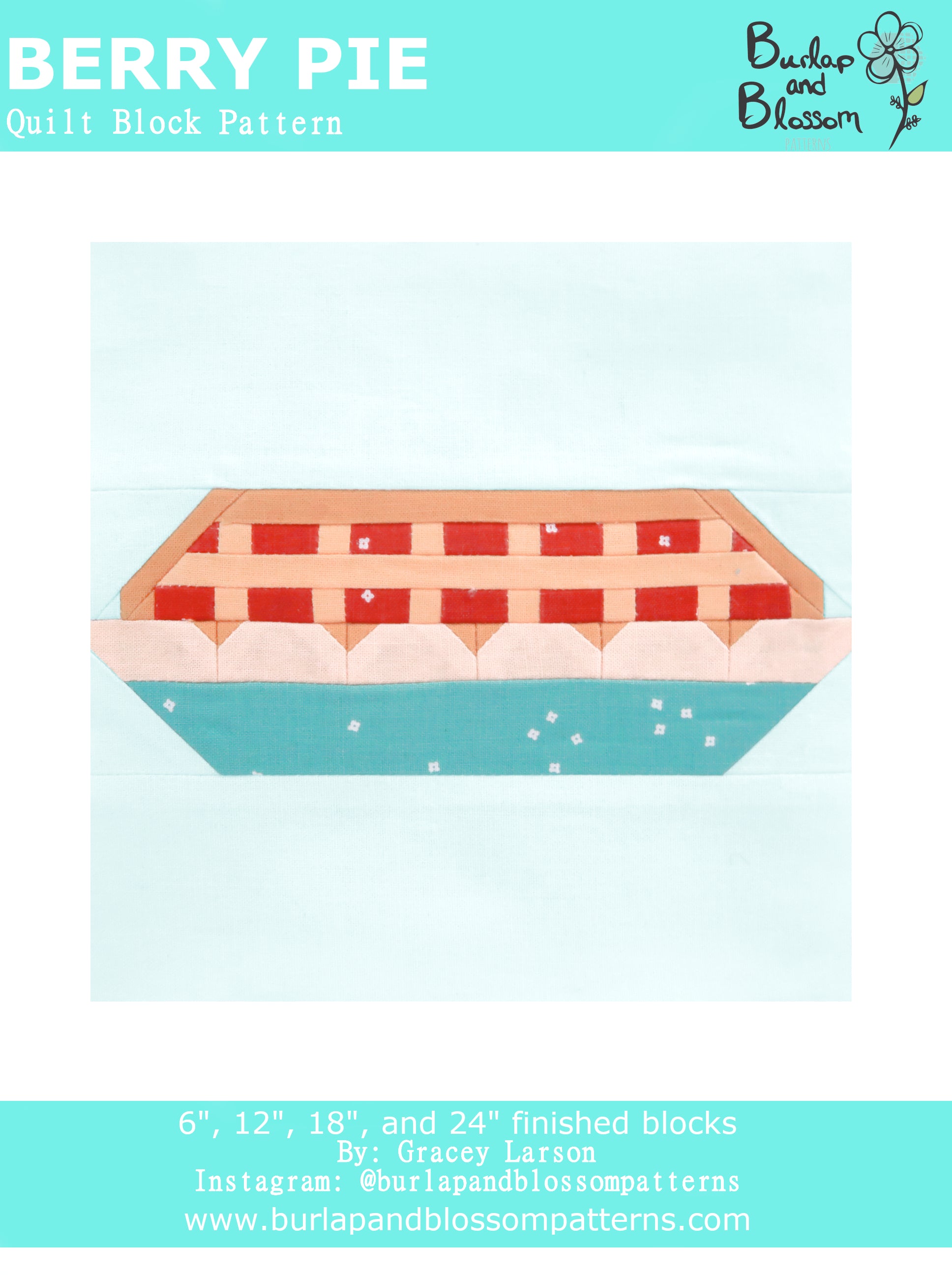 Pattern, Berry Pie Quilt Block by Burlap and Blossom (digital download ...