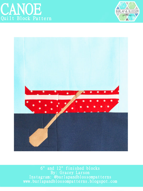 Pattern, Canoe Quilt Block by Burlap and Blossom (digital download ...