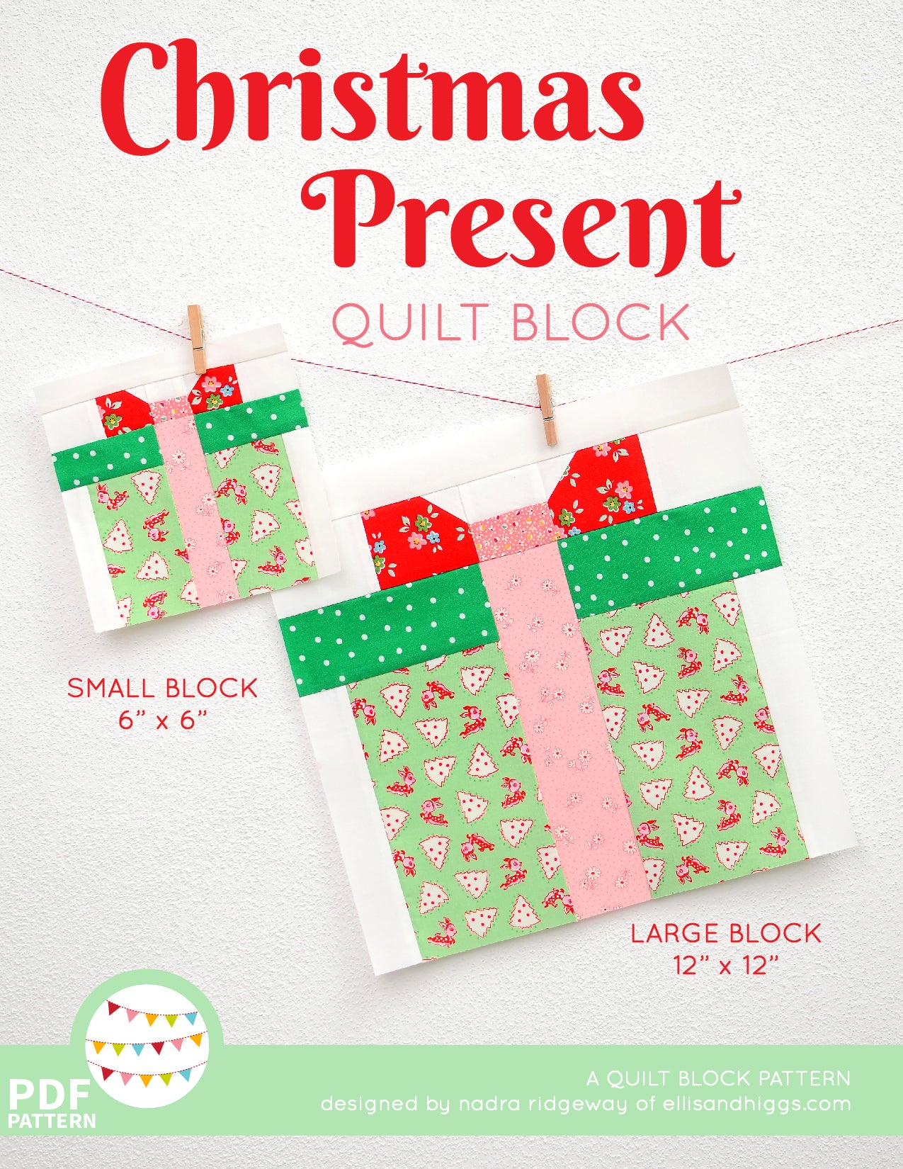 Pattern, Christmas Present Quilt Block by Ellis & Higgs (digital downl ...