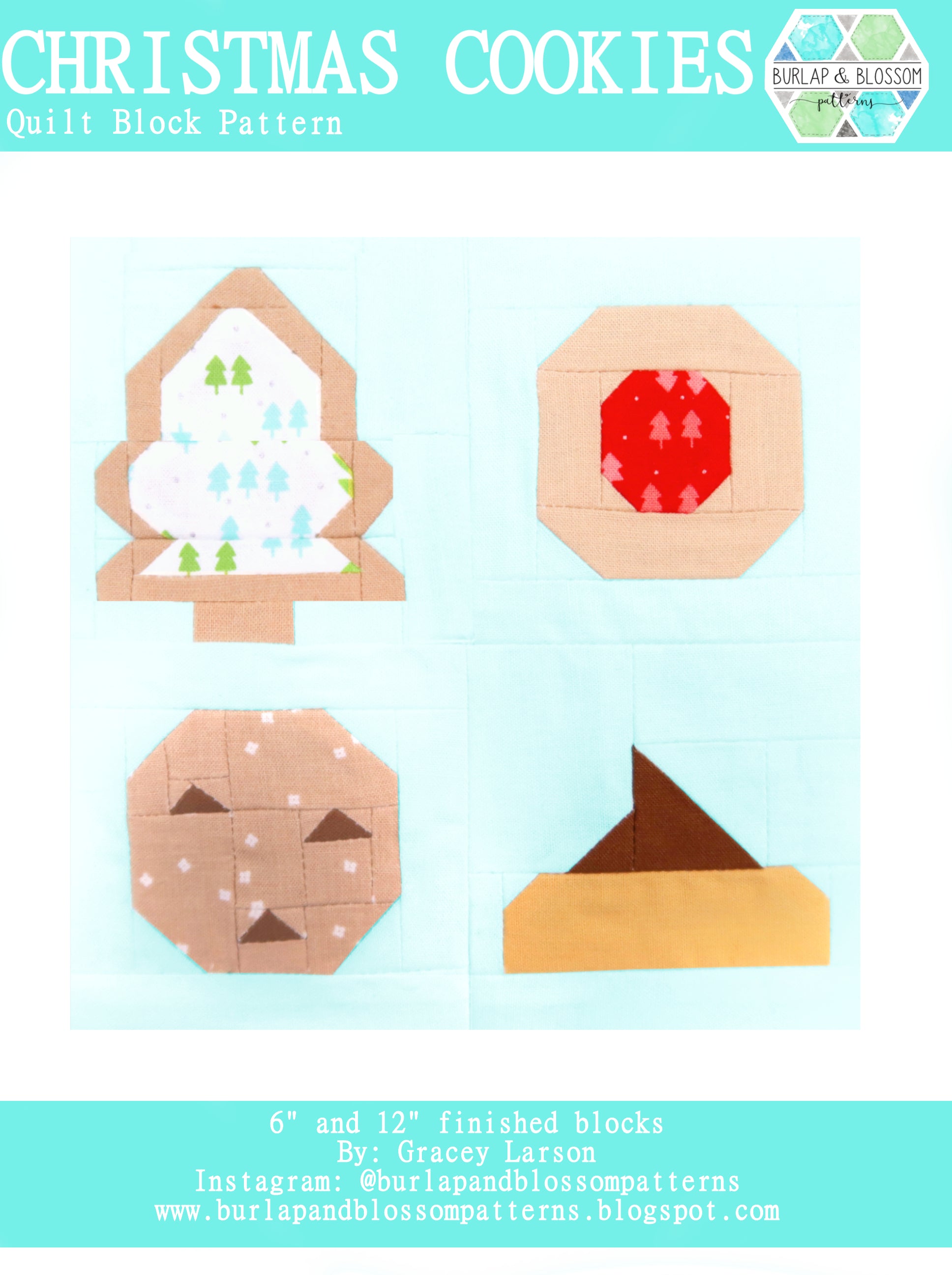 Pattern, Christmas Cookies Quilt Block by Burlap and Blossom (digital ...