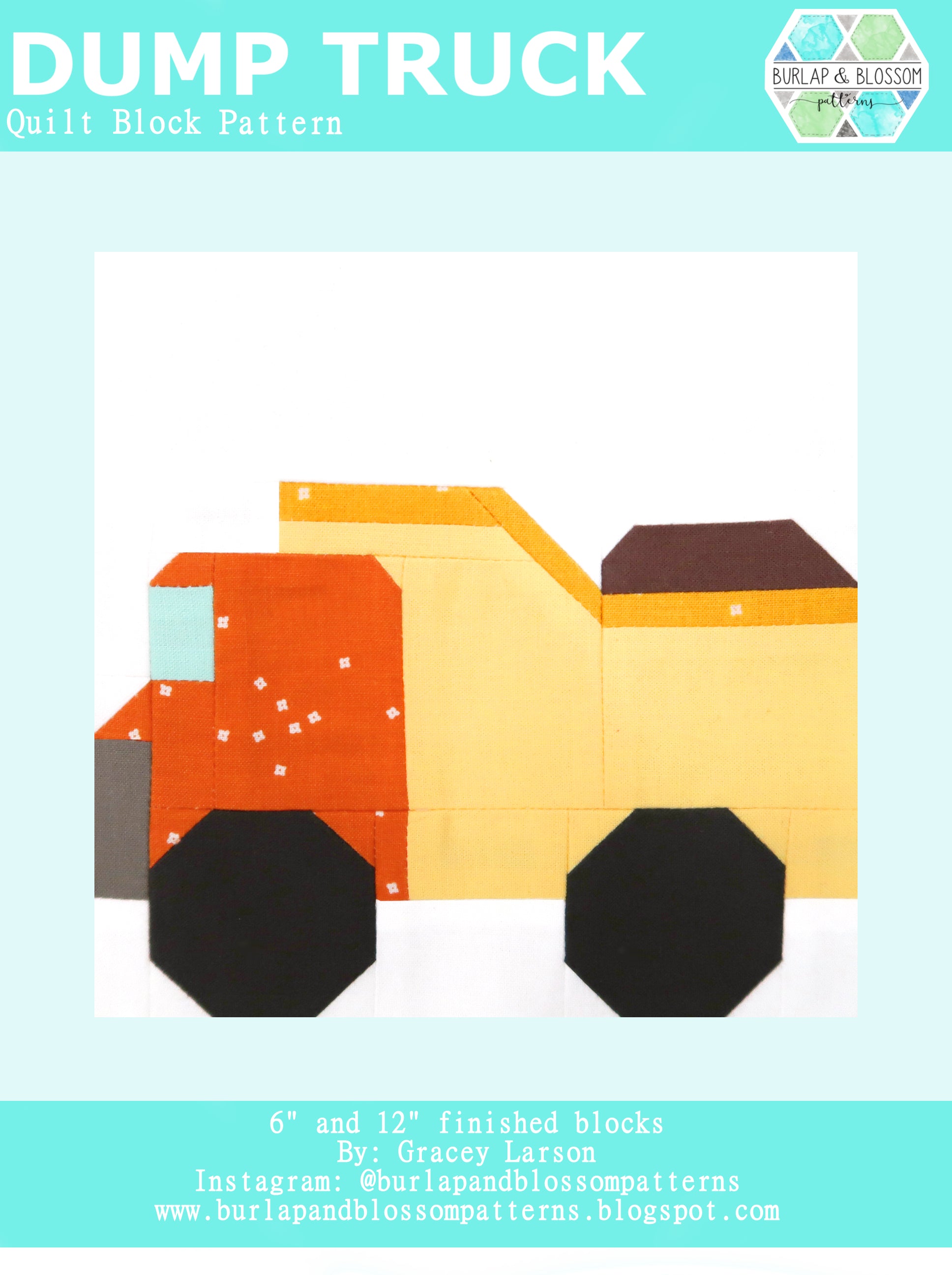 Pattern, Dump Truck Quilt Block by Burlap and Blossom (digital downloa ...