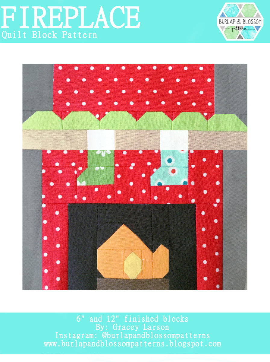 Pattern, Fireplace Quilt Block by Burlap and Blossom (digital download ...