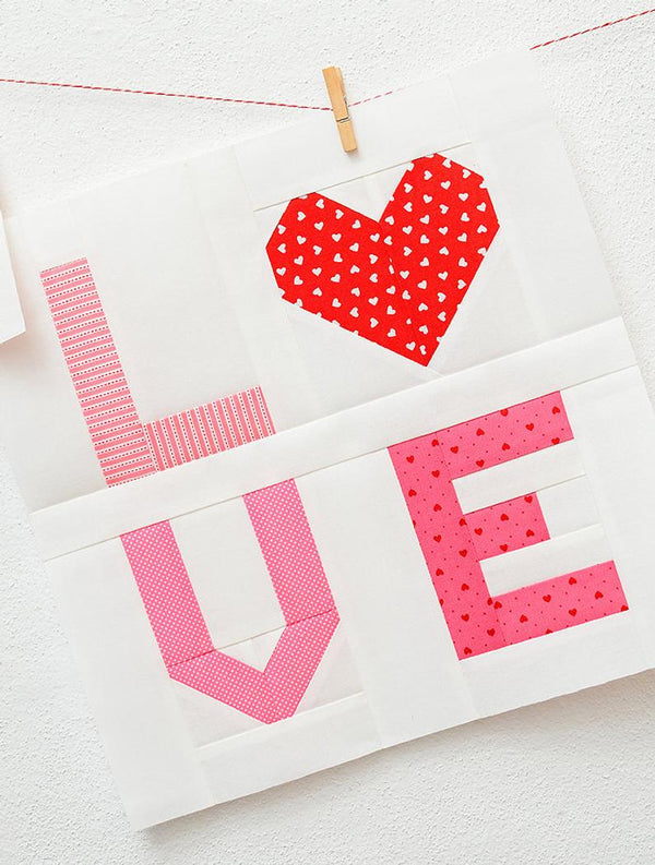 Pattern, LOVE Valentine Quilt Block by Ellis & Higgs (digital download ...