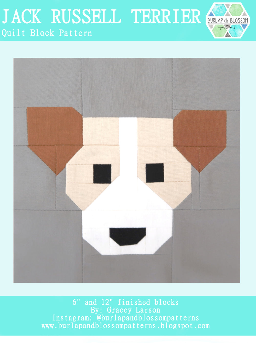Pattern, Jack Russell Terrier Dog Quilt Block by Burlap and Blossom (d ...
