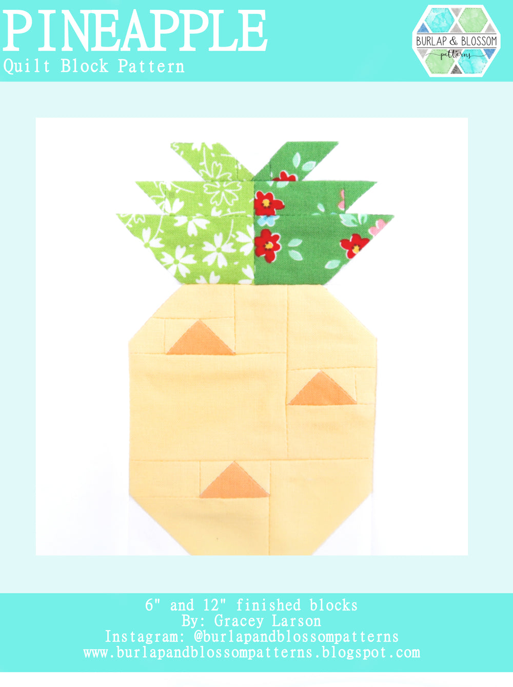 Pattern, Pineapple Quilt Block by Burlap and Blossom (digital download ...